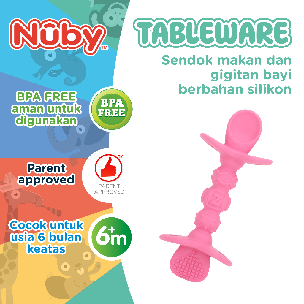 Jual Nuby Silicone Spoons (Pink) | Sendok Makan Anak Bahan Silikon | BPA Free | Usia 6+ Bulan ...