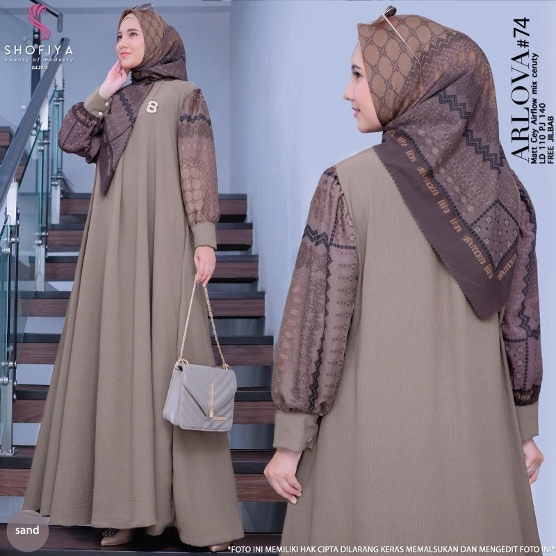 Jual Azzaira Dress gamis set hijab terbaru arlova syari cey airlflow ...