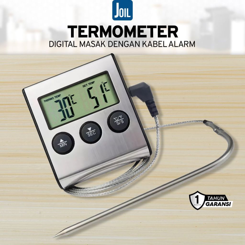 Jual Joil Termometer Oven Masak Digital Waterproof 300°C with Timer KT2 ...