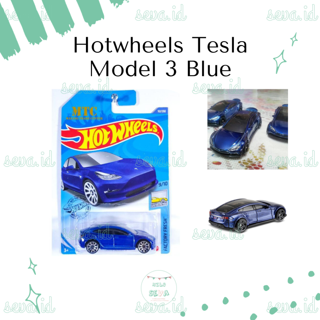 Jual Hot Wheels Diecast Mobil Tesla Model 3 Biru Mainan Mobilan ...