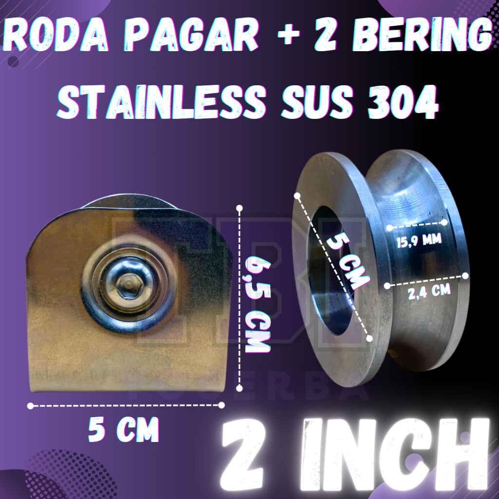 Jual Roda Pintu Pagar Stainless SUS 304 2 Inch | Shopee Indonesia