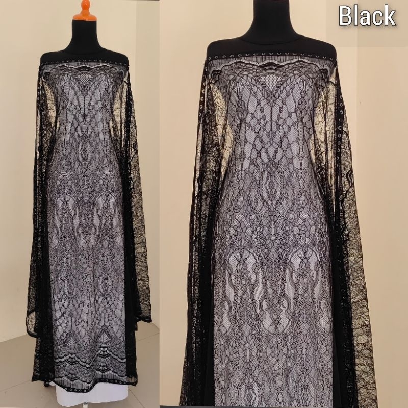 Jual Brokat chantilly,santily warna hitam Bahan kebaya Santili Hitam ...