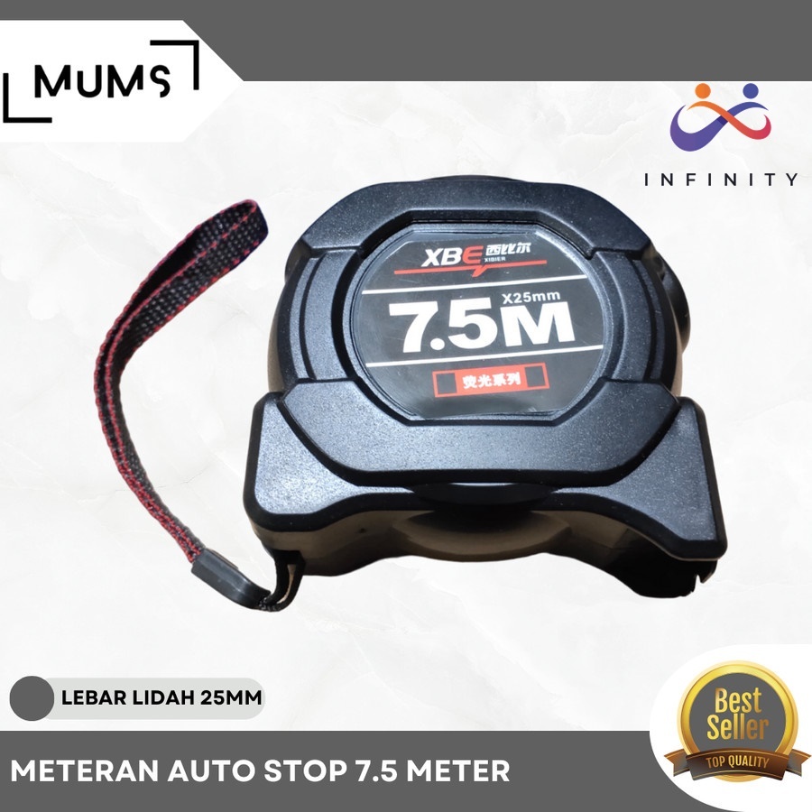 Jual Tape Measure Meteran Otomatis Auto Stop Autostop 7.5M 7,5 Meter x ...