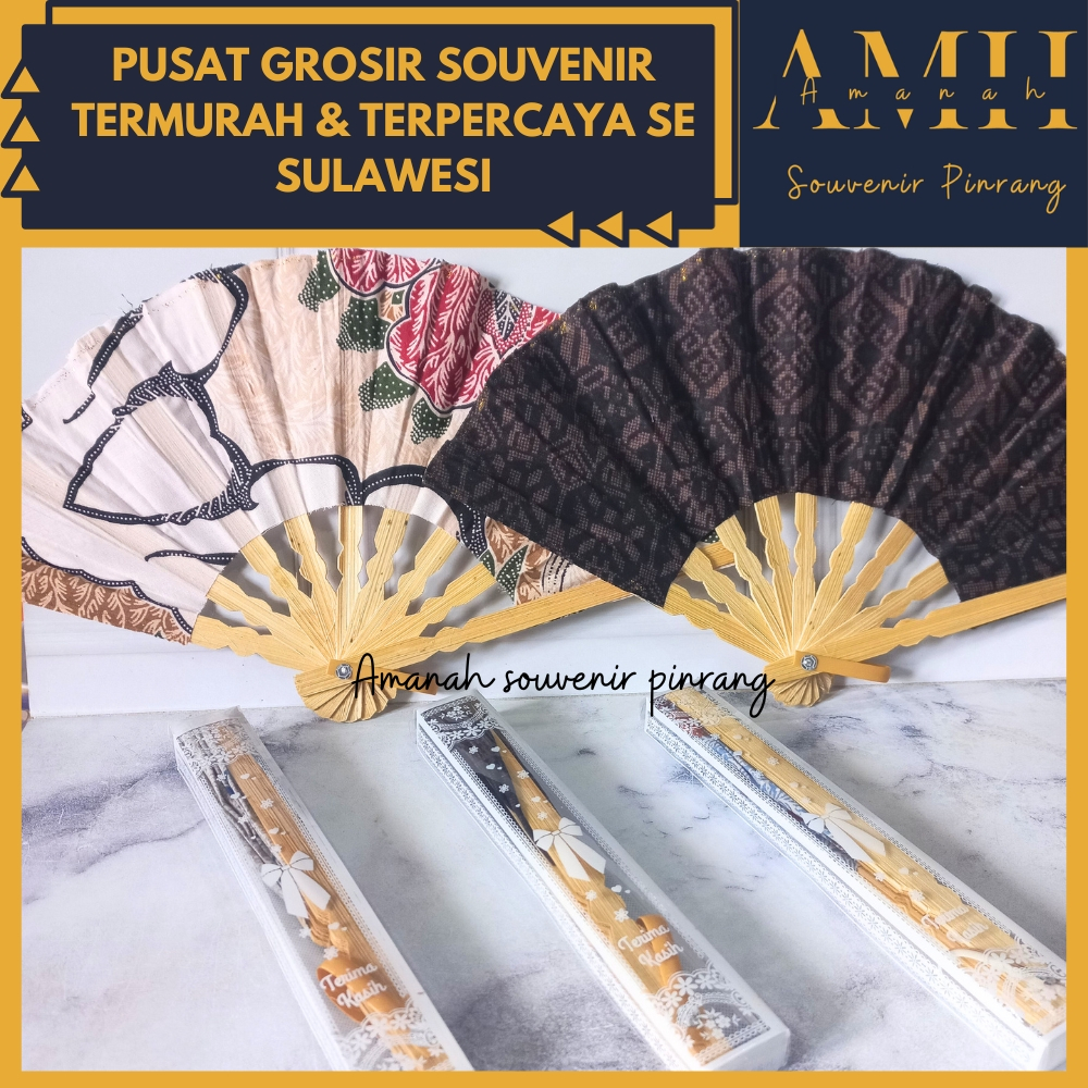 Jual ( isi 50pcs ) Souvenir Kipas Kayu Batik Sedang Kemas Mika Motif ...