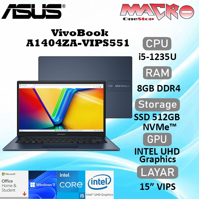 Jual ASUS VivoBook A1404ZA-VIPS551 i5-1235U 8GB SSD 512GB 14" VIPS W11 ...