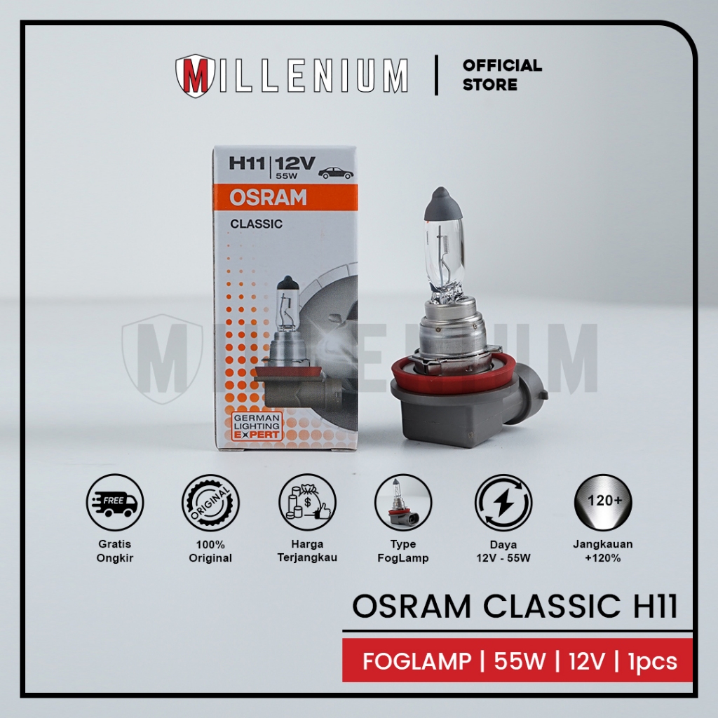 Jual Lampu Halogen H11 55W 12V OSRAM Lampu Foglamp Mobil Standard ...