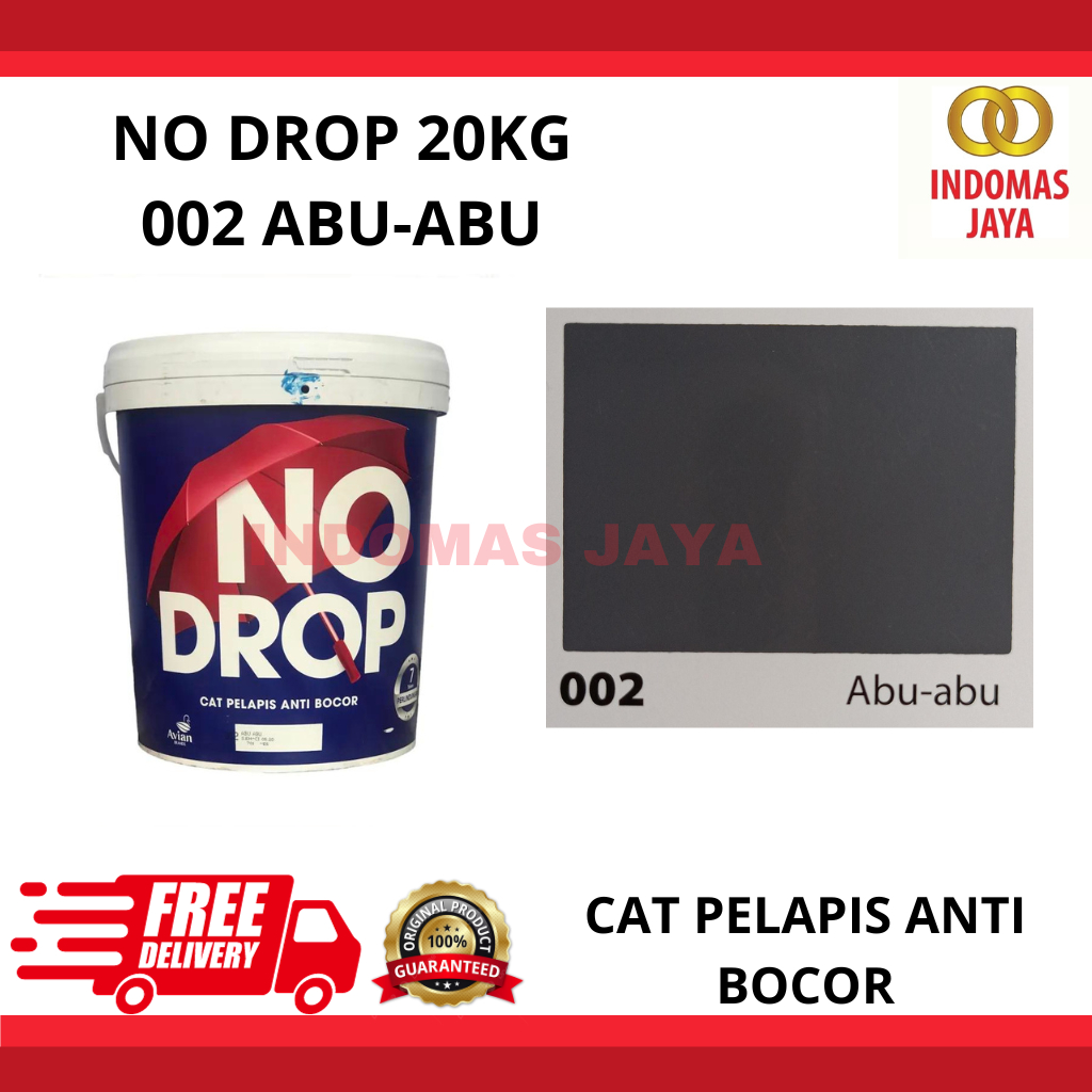 Jual CAT ANTI BOCOR KEDAP AIR WATERPROOFING 20KG 20 KG abu-abu 002 NODROP / NO DROP 20KG GALONAN ...