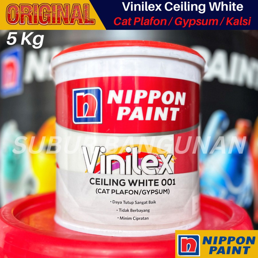Jual CAT PLAFON/CAT GIPSUM NIPPON PAINT VINILEX CEILING WHITE 001 (5 KG) | Shopee Indonesia