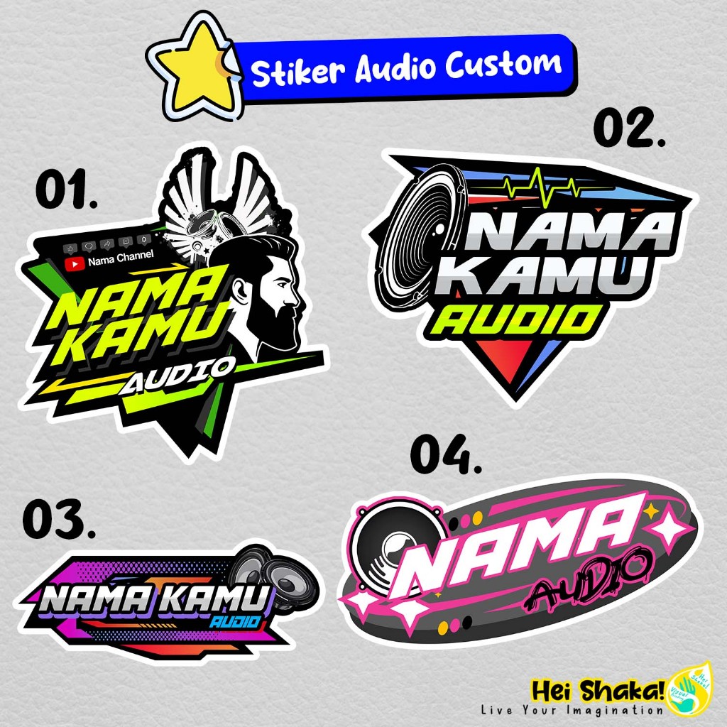 Jual Heishaka Stiker Audio Custom Nama Logo Sticker Sound System Musik Youtube Channel Spt ...