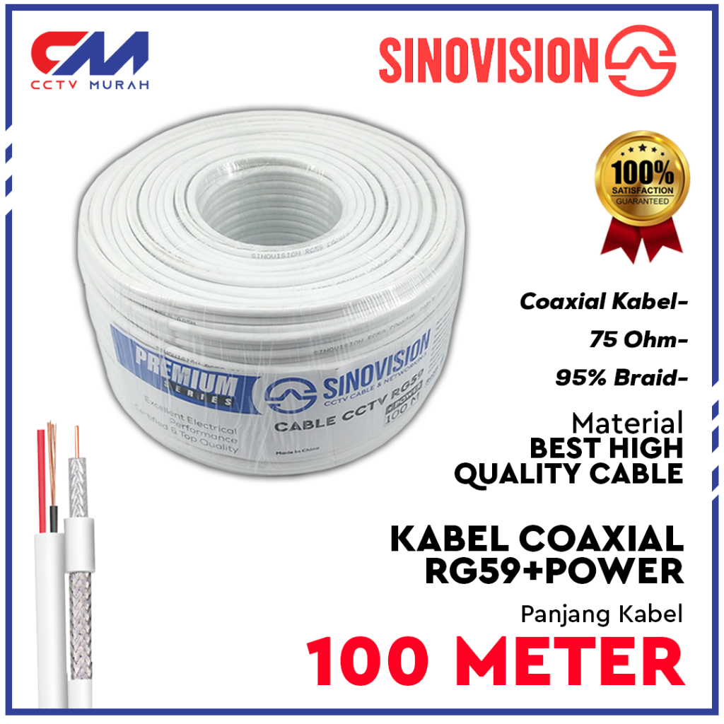 Jual Kabel Coaxial CCTV RG59 100 Meter, 50 Meter, 25 Meter, Kabel CCTV ...