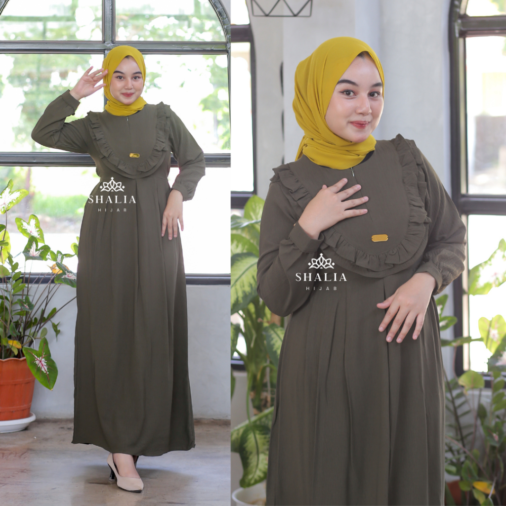 Jual Shalia Hijab | SELLA Dress Casual Simple Resleting BUSUI Crinkle ...