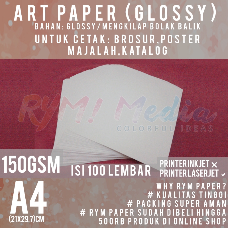Jual Art Paper 150 gsm A4 isi 100 Lembar / Kertas Bahan Brosur ...