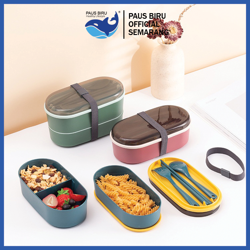 Jual Paus Biru - Kotak Makan Siang 2 Lapis Kotak Makan Siang Anak dan Dewasa / Kotak Makan Ala ...