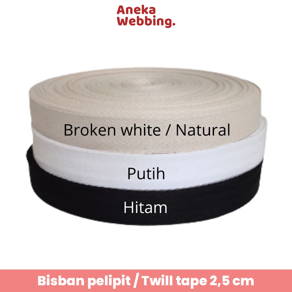 Jual Bisban 2.5 cm Twill tape katun herringbone pattern (1 rol /45m ...