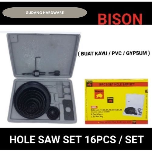 Jual bison hole saw16pcs/set ( mata bor kayu / bambu / pvc / paralon ...