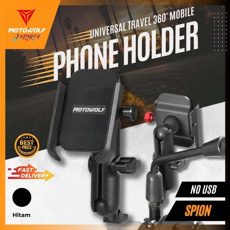 Jual MOTOWOLF V3 HOLDER MOTOWOLF PHONE HOLDER STANG SPION 360 ALUMUNIUM | Shopee Indonesia