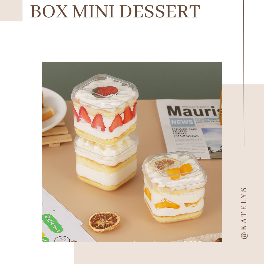 Jual Box Mini Kue Dessert 250 ML | Tempat Kue | Square Dessert Cake ...