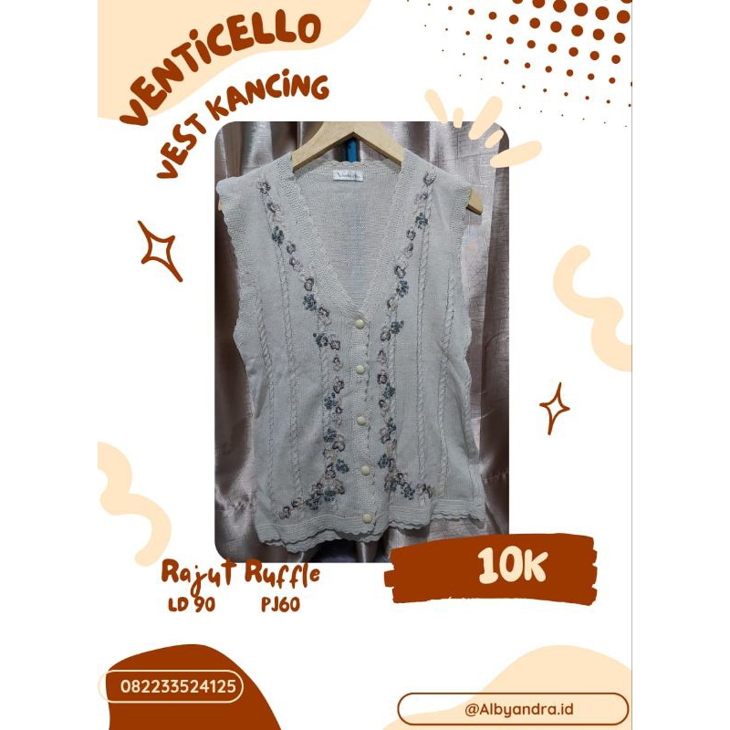 Jual VENTICELLO VEST KANCING BORDIR | Shopee Indonesia