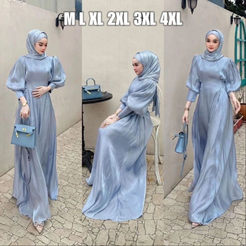 Jual Fiona Dress Shimmer Jumbo Gamis Pesta Kondangan Modern Kekinian ...