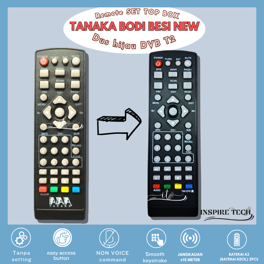 Jual Remot Remote Set Top Box TANAKA BODI BESI NEW STB DVB T2 dus biru ...