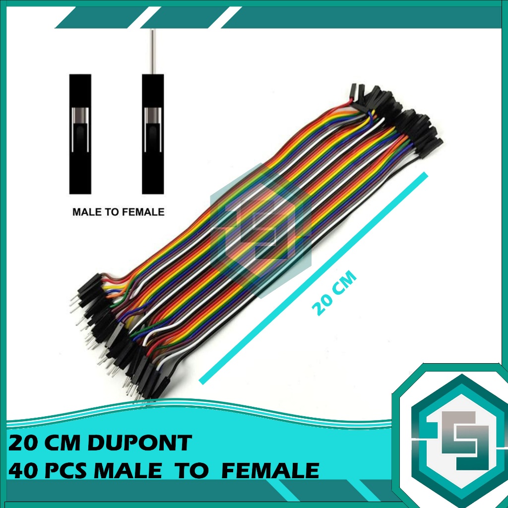 Jual 40PCS JUMPER CABLE KABEL DUPONT PANJANG 20CM MALE TO FEMALE JANTAN ...