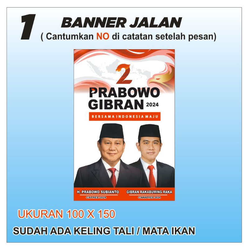 Jual MMT | BANNER | PRABOWO GIBRAN 100 X 150 | Shopee Indonesia