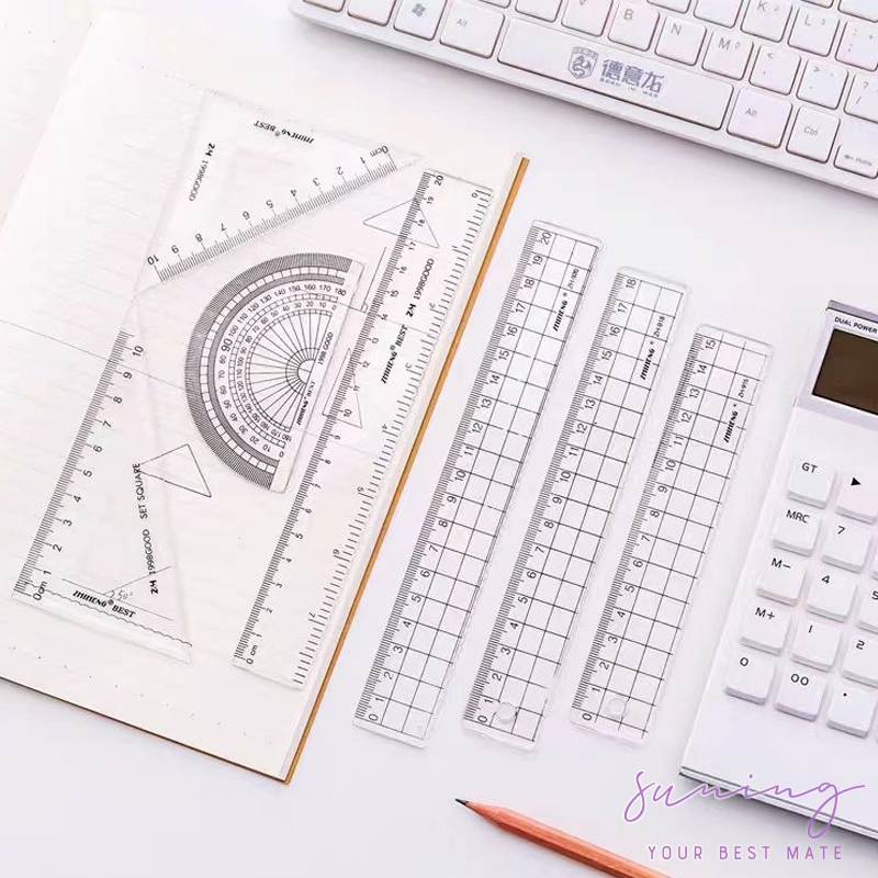 Jual Ruler Penggaris Akurat Transparant model Muji Style 15 18 20 cm ...