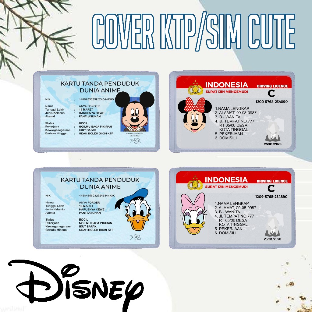 Jual Cover Pelindung Kartu Identitas KTP SIM Kartun Disney Mini Micky ...
