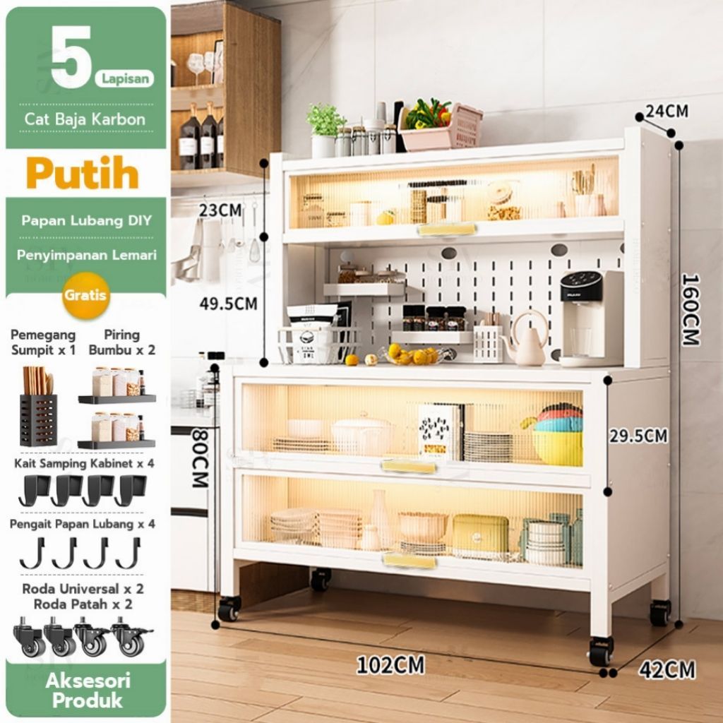 Jual Rak Dapur dengan Pintu Rak Penyimpanan Microwave Lemari Piring Rak ...