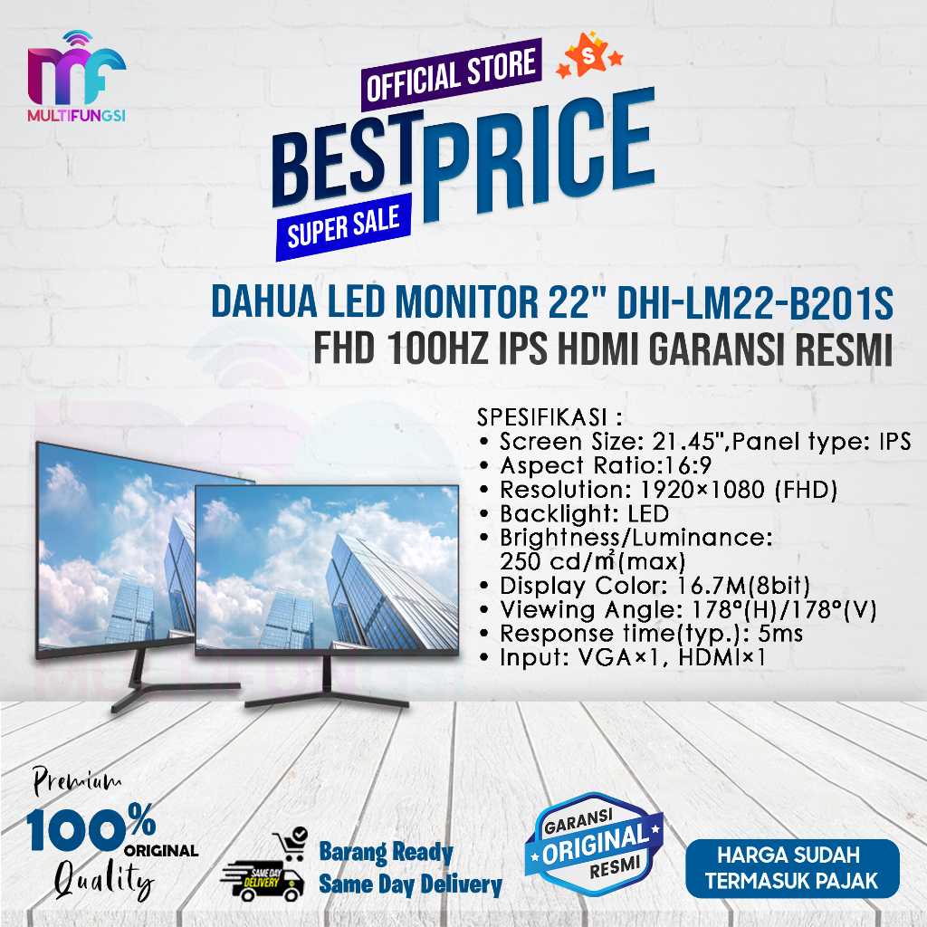 Jual Dahua LED Monitor 22" DHI-LM22-B201S FHD 100Hz IPS 5Ms Garansi ...