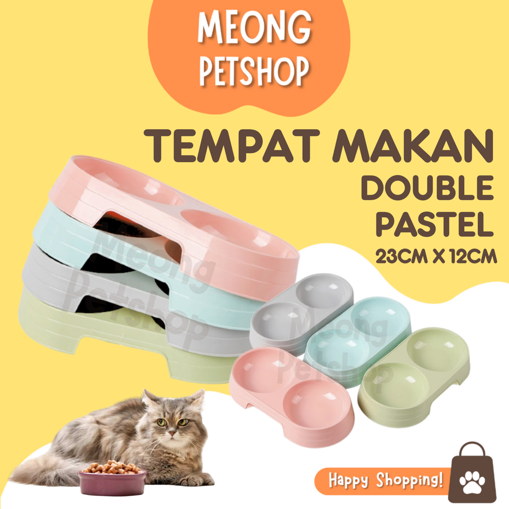 Jual TEMPAT MAKAN Kucing Double Warna Pastel - Meong Pets | Shopee ...