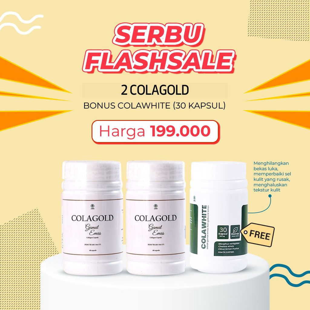 Jual Colagold Collagen Gamat Emas 2 Botol Bonus Colawhite Isi 30 Kapsul ...