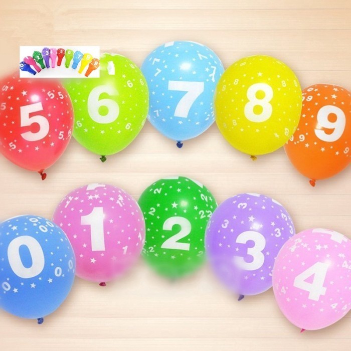 Jual [20 Pcs] Balon Latex Tulisan Angka 12 Inch / Balon Motif Angka ...