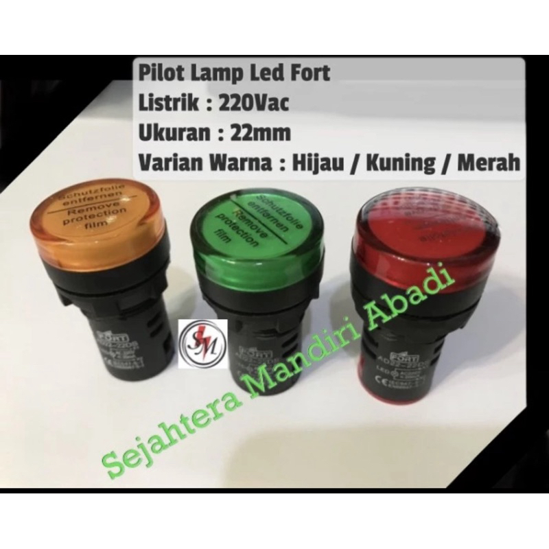 Jual Pilot Lamp LED Fort AD22 Lampu Panel 22mm 220V Hijau Kuning Merah ...