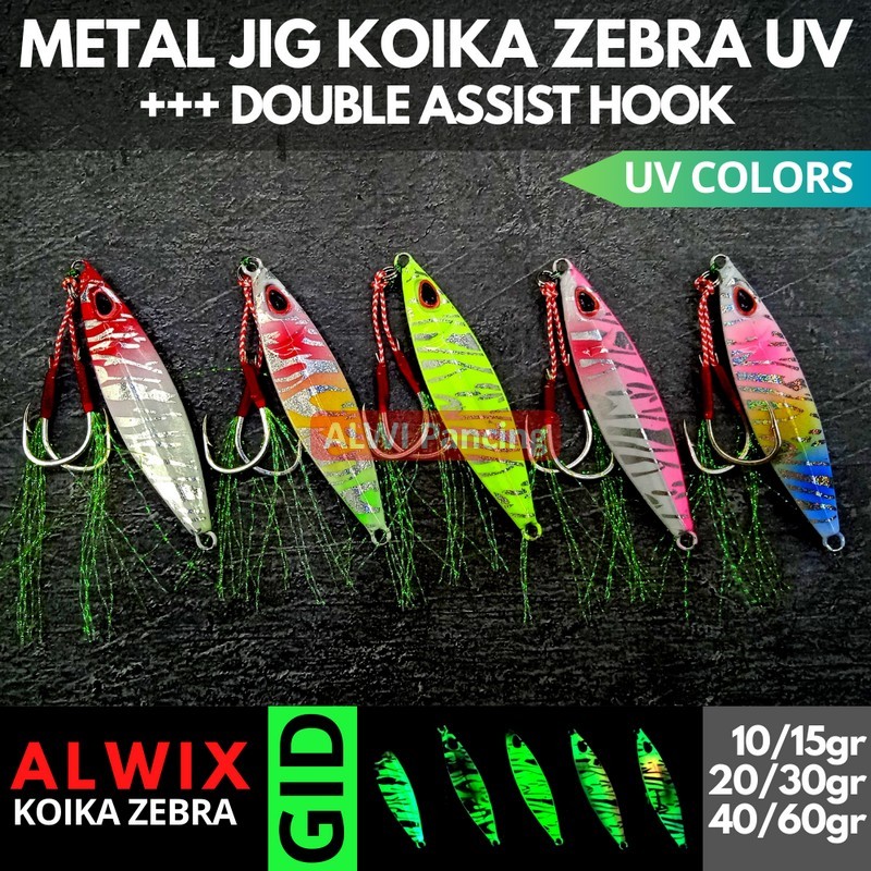 Jual ALWIX Umpan Metal Jig KOIKA ZEBRA UV GID 10gr 15gr 20gr 30gr 40gr 60gr SlowJigging | Shopee ...