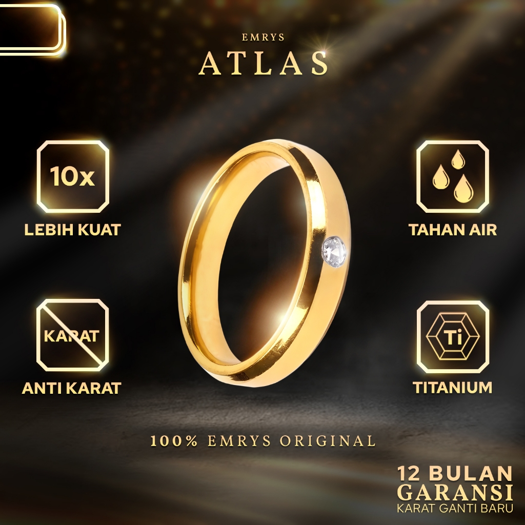 Jual BUY 1 FREE 1 GIFT Emrys Simple Ring ATLAS Real Titanium Anti Karat ...