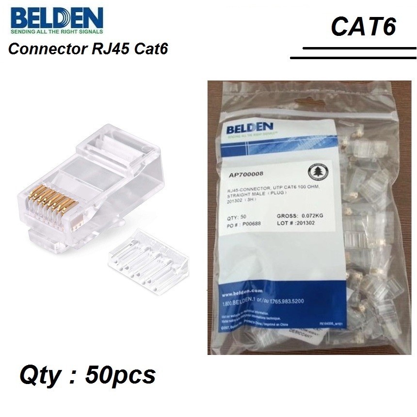Jual BELDEN RJ45 CONNECTOR CAT 6 (KONEKTOR RJ-45 CAT6 : AP700008) ORIGINAL | Shopee Indonesia