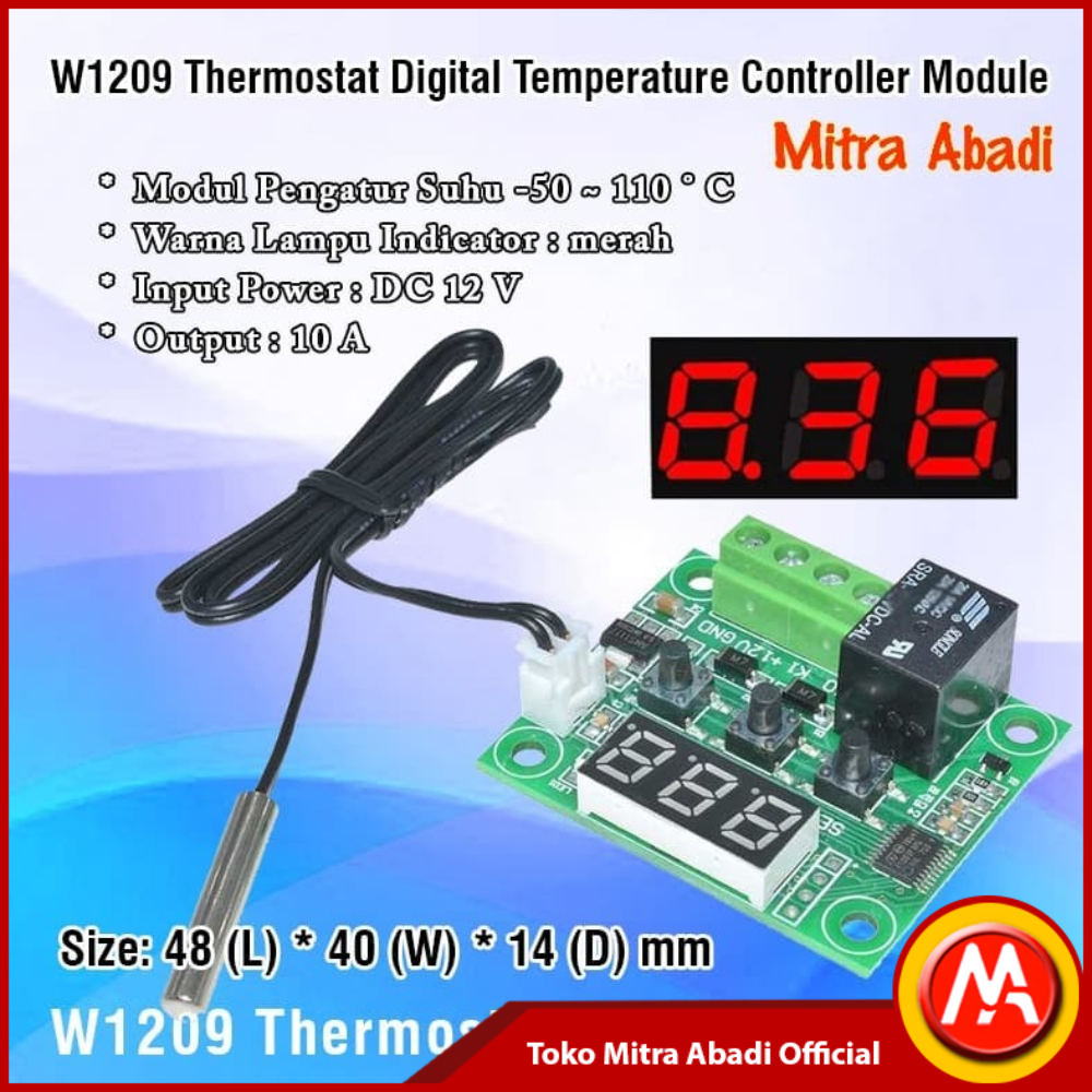 Jual Temperature Controller / Digital Thermostat Controller W1209 Relay 1CH | Shopee Indonesia