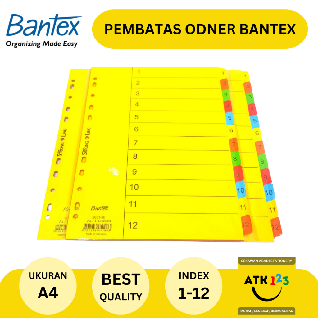 Jual Binder Divider / Pembatas Binder Ukuran A4 Merk Bantex Index 1-12 | Shopee Indonesia