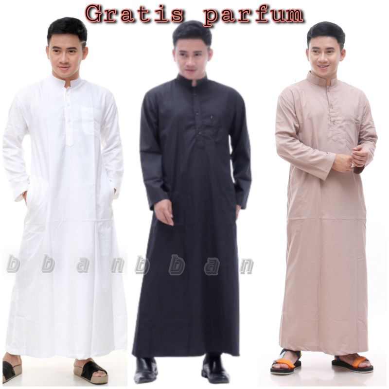 Jual jubah pria putih polos gamis pria dewasa jubah saudi lengan panjang | Shopee Indonesia