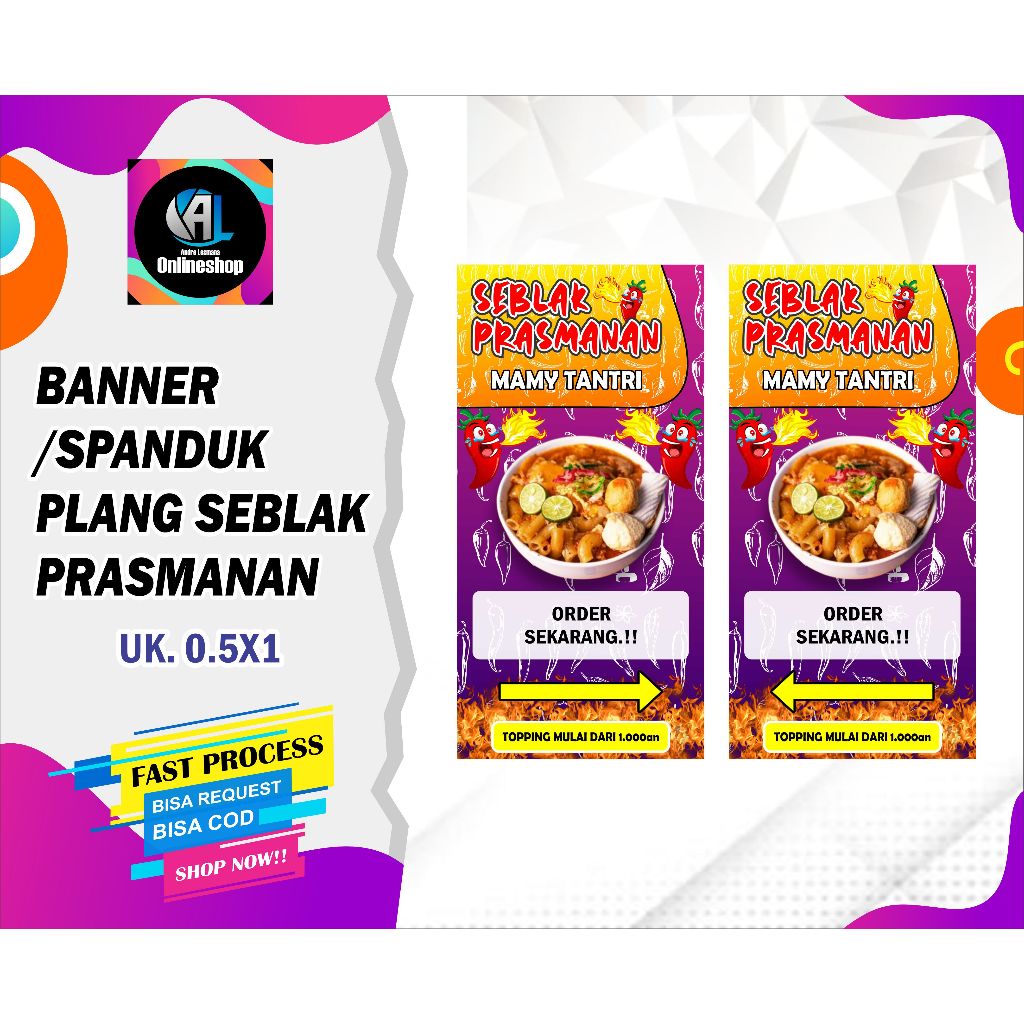 Jual Banner, Spanduk Seblak Prasmanan(Model C) Kanan Kiri | Shopee ...