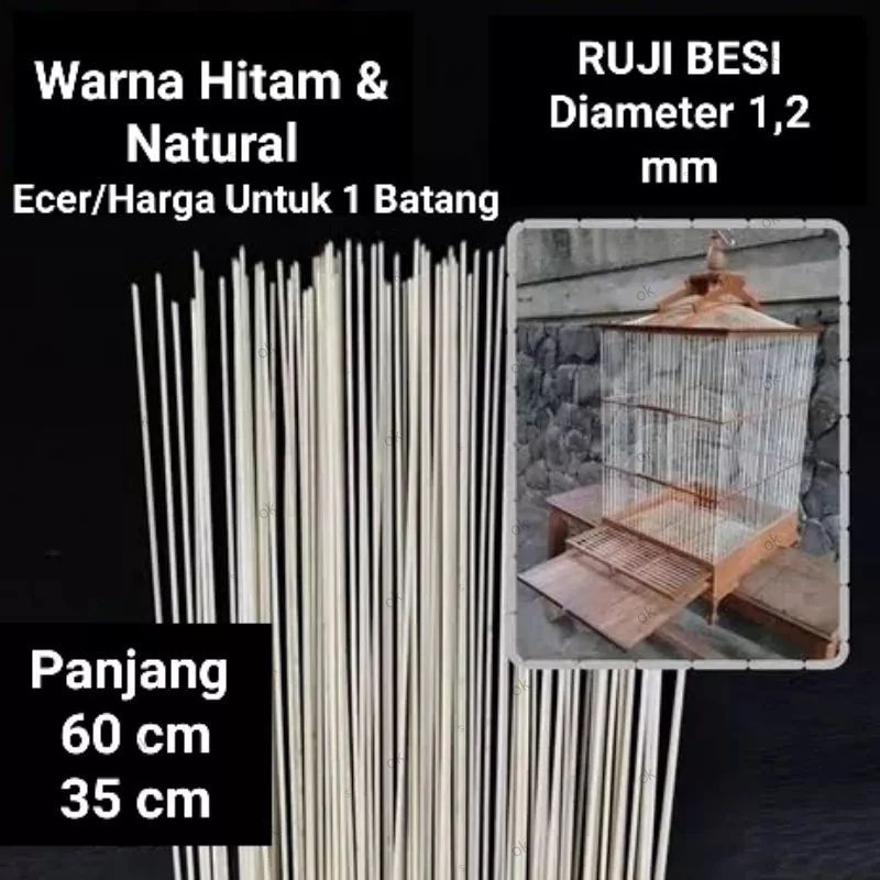 Jual Bahan ruji sangkar besi ukuran 1,2mm panjang 35mm dan 60mm / ruji ...