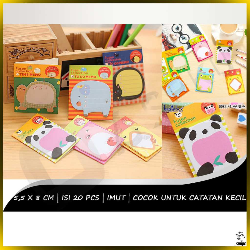 Jual Sticky Notes Animal +- 20 Lembar Hewan Binatang Tempelan Catatan ...