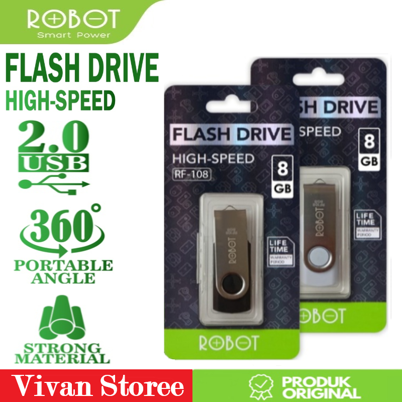 Jual ROBOT RF108 Flashdisk 8GB USB 2.0 Rotatable U-Disks with Package ...