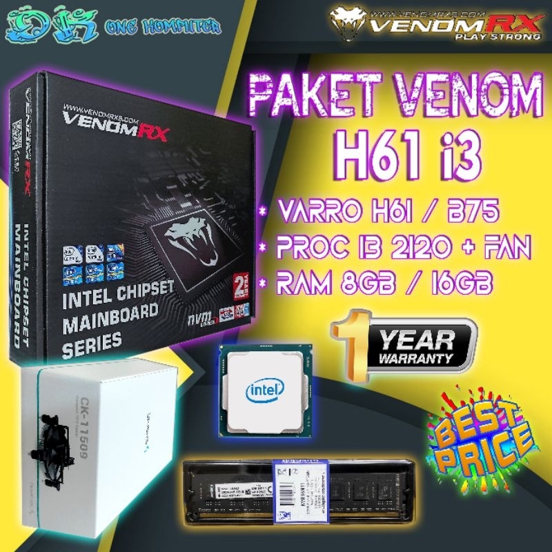 Jual Paket Core i3 Lengkap Ram ( Mobo H61 VenomRx + proc i3 2120 + Ram 8gb / 16gb ) | Shopee ...
