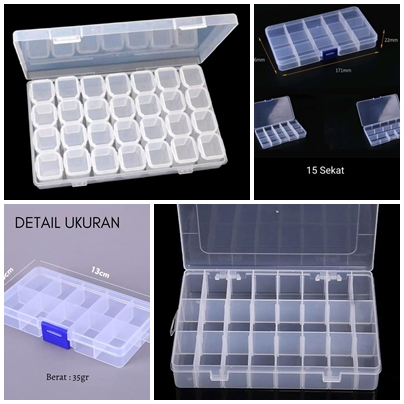 Jual Box Sekat Plastik Tempat Penyimpanan Manik Manik Serba Guna ...