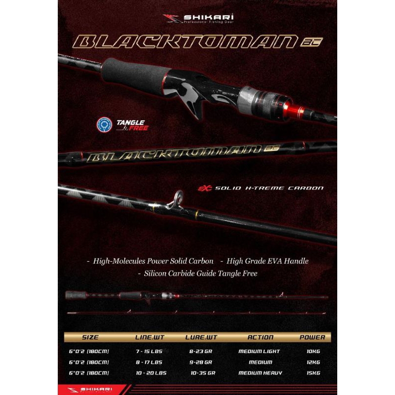 Jual joran shikari blacktoman/snakey/carbon solid 180cm/SP BC | Shopee ...