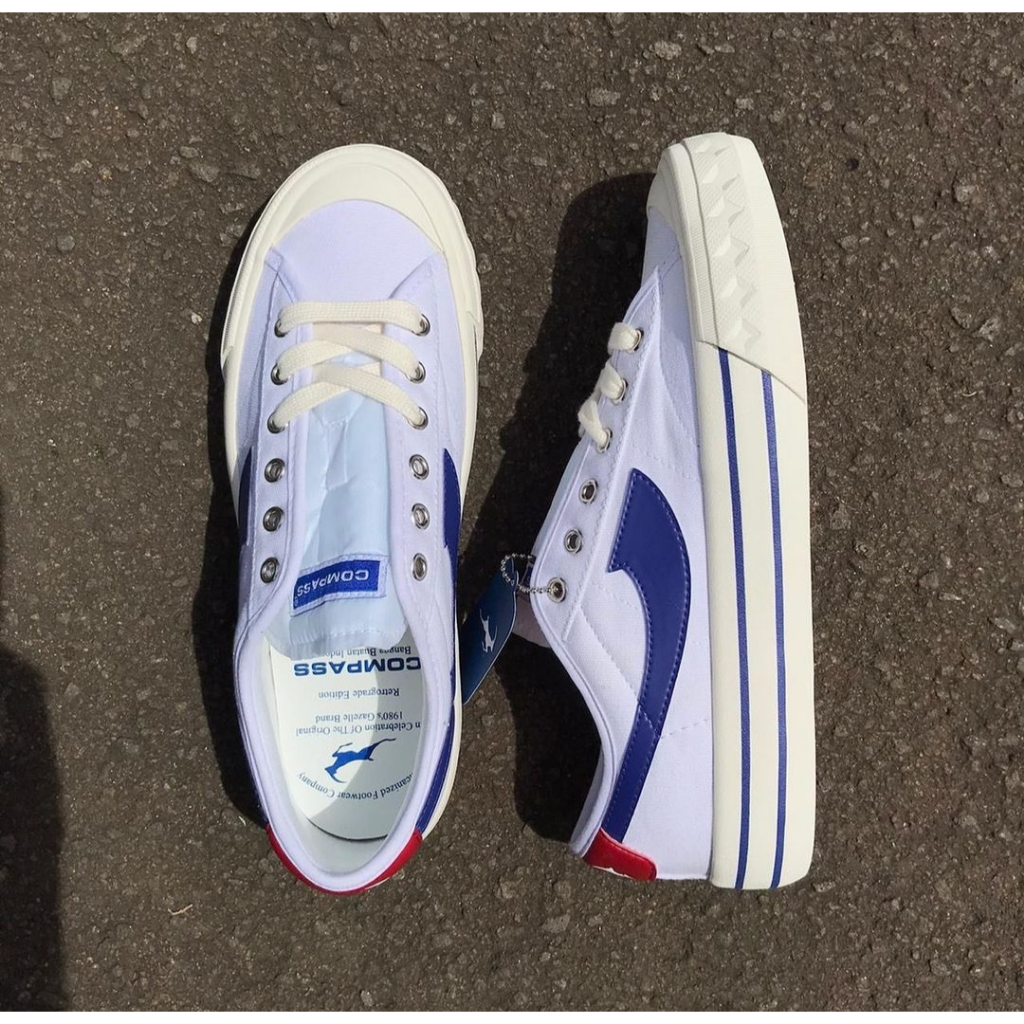 Jual Sepatu Compass Retrograde Low White Blue Sepatu Sneakers Putih ...