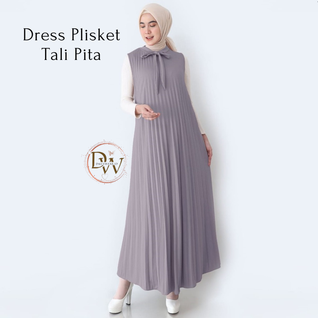 Jual Gamis Plisket Tali Pita Leher Maxy Longdress Tanpa Lengan Mayung ...