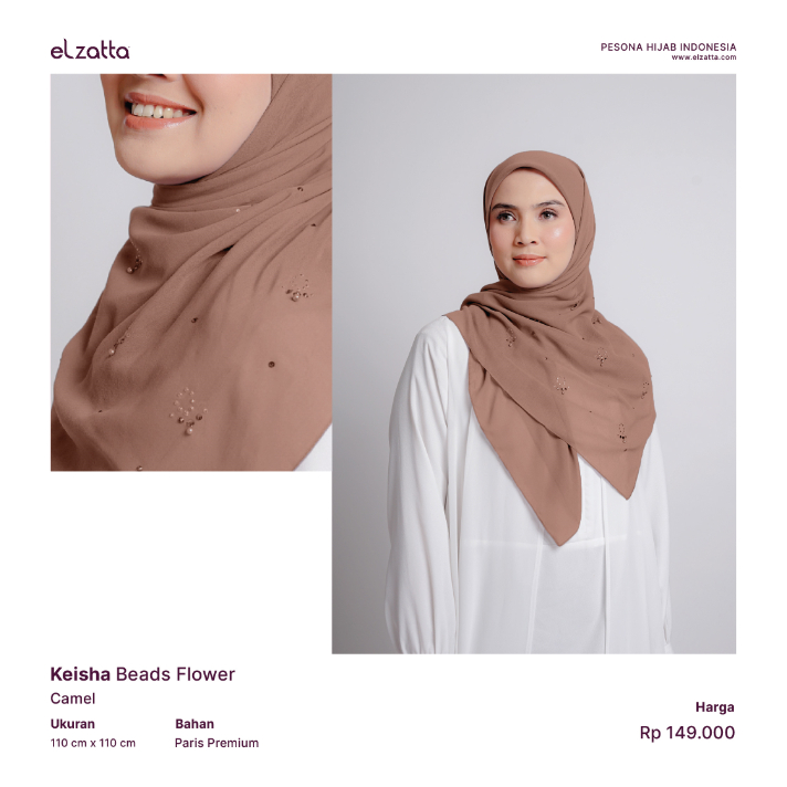 Jual Jilbab Elzatta Segi Empat Elzatta Keisha Beads Flower | Shopee ...